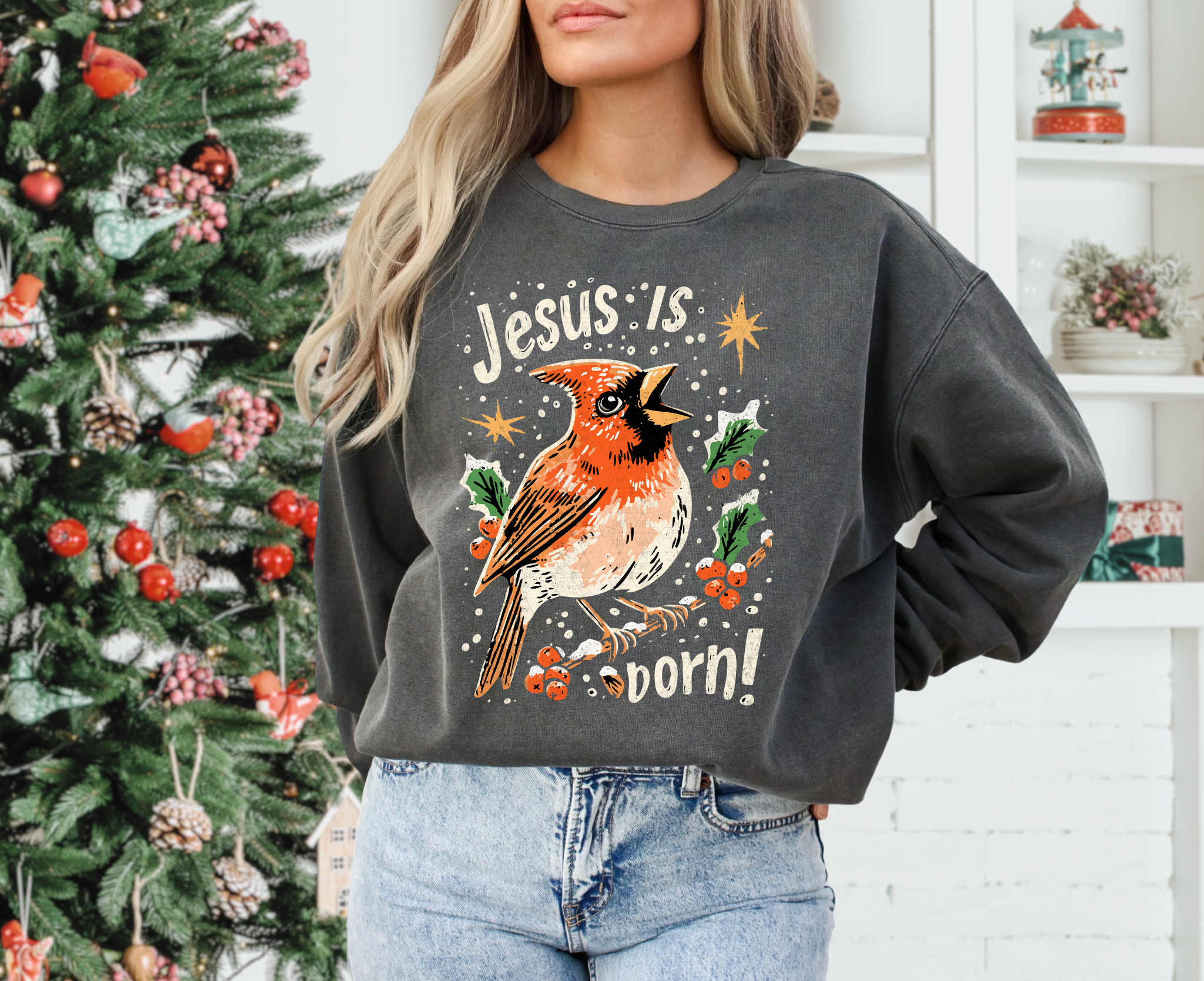 Jesus Is Born ~ Red Cardinal – Mayberry Prints