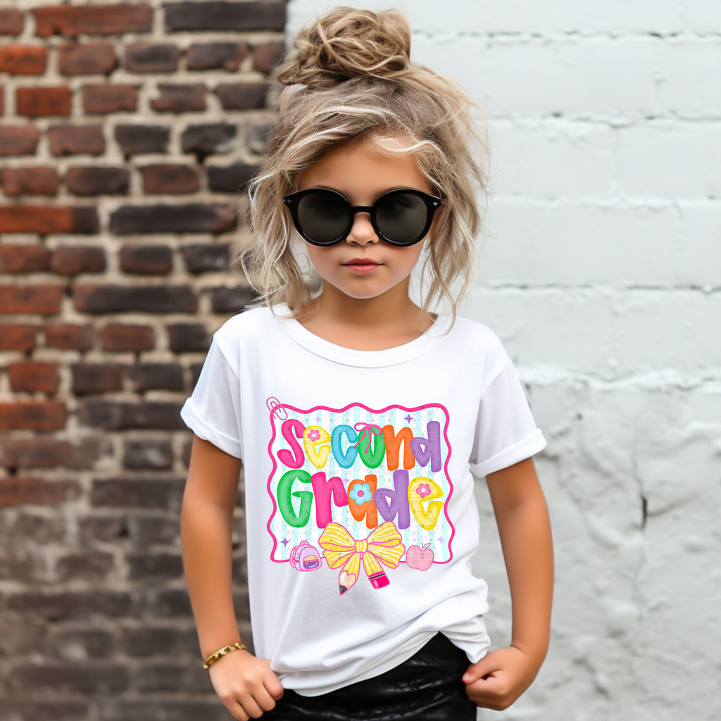 Cute Doodle Second Grade Pink – Mayberry Prints
