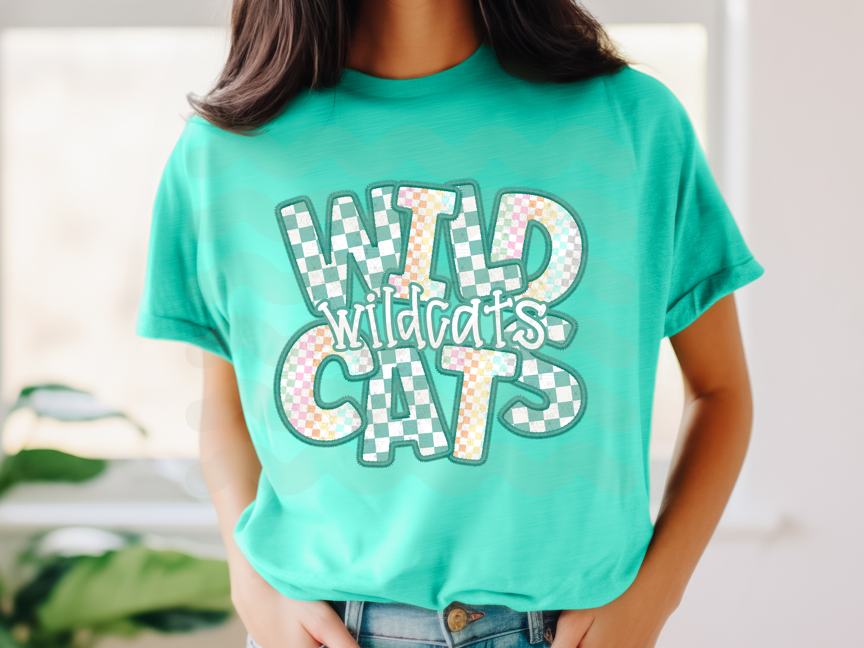 Checkered Teal Wildcats – Mayberry Prints